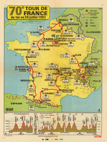 1983 Tour de France Map Poster – MOLTENI CYCLING